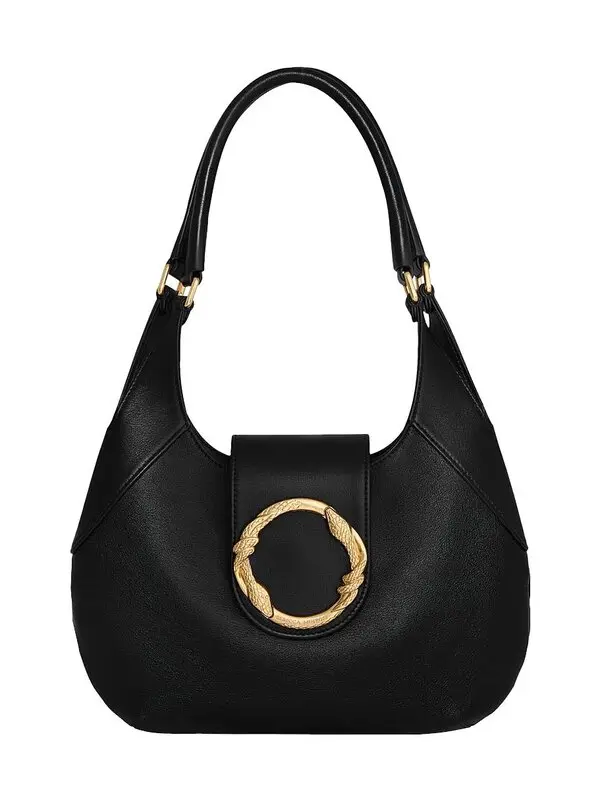Rebecca Minkoff Snake Ring Leather Crescent Shoulder Bag - Black