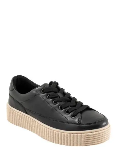 Trotters Platform Leather Sneakers - Black