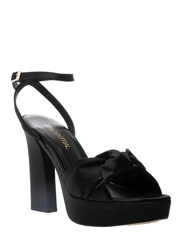275 CENTRAL Miles Ankle Strap Platform Sandal - Black Satin