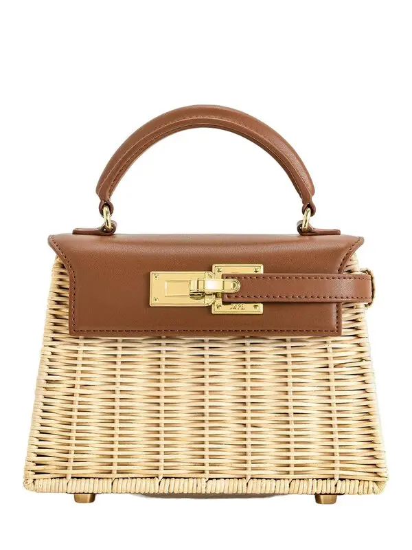 Jw Pei Elise Woven Rattan Top Handle Bag - Brown Rattan