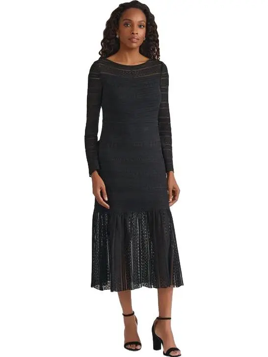 Misook Fit & Flare Lined Maxi Dress - Black