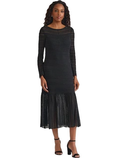 Misook Fit & Flare Lace Maxi Dress - Black