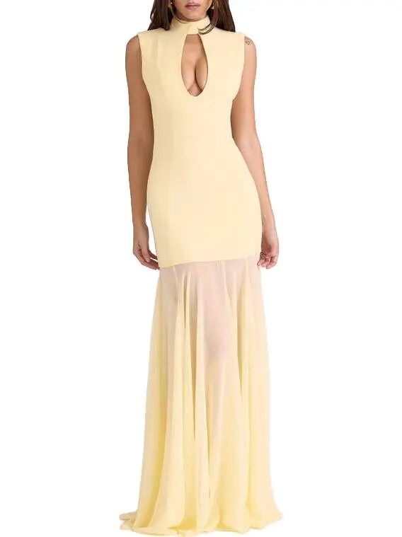 House Of Cb Raphaella Sleeveless Gown - Butter