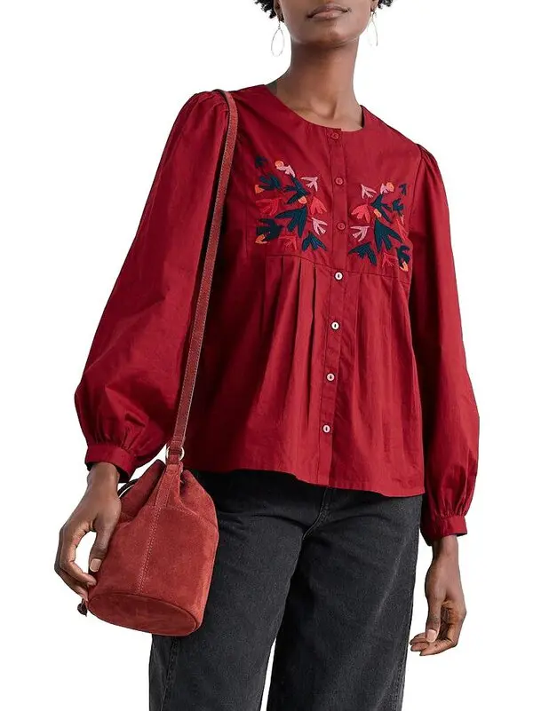 SEASALT CORNWALL Embroidered Organic Cotton Top - Jam