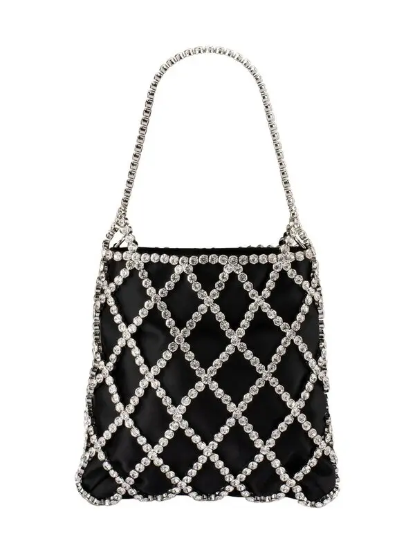OLGA BERG Crystal Cage Evening Bag - Black