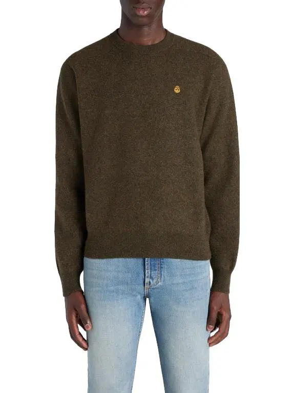 Alexander McQueen Embroidered Skull Wool Sweater - Olive/honey