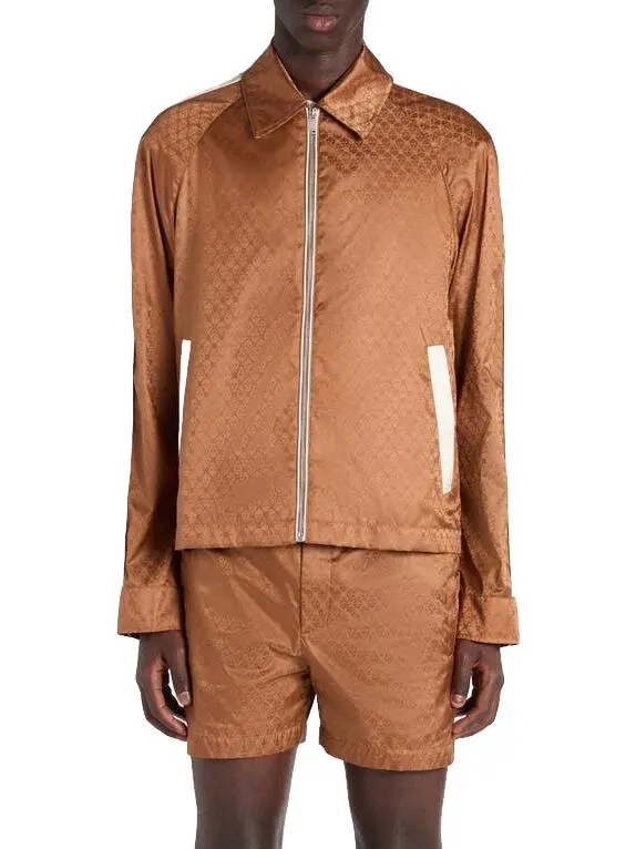 Alexander McQueen Skull Jacquard Satin Track Jacket - Camel