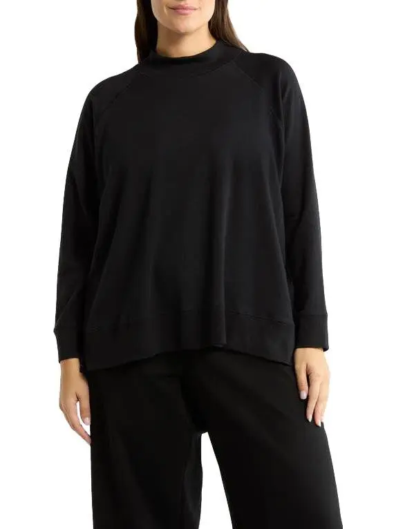 Eileen Fisher Mock Neck Knit Top - Black