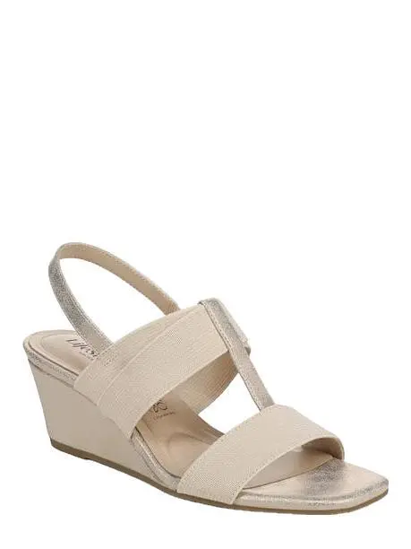 LIFESTRIDE Slingback Wedge Sandal - Platino Gold