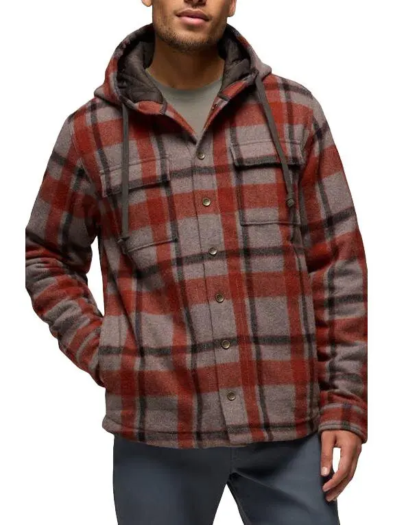 Prana Asgard Hooded Flannel Shirt Jacket - Pewter