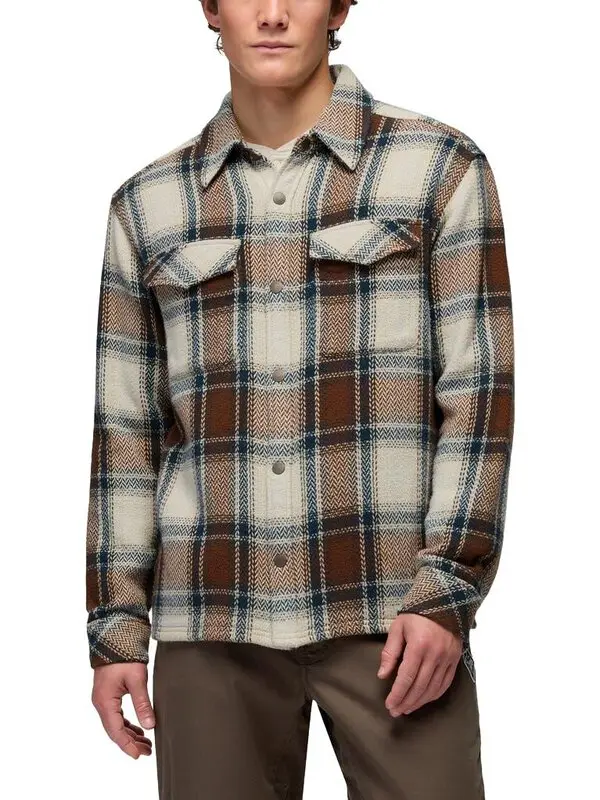 Prana Happy Camp Flannel Snap-up Shirt Jacket - Stone