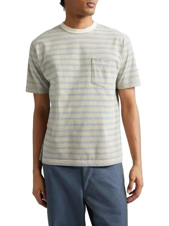 BEAMS Pinstripe Pocket T-shirt - Off White
