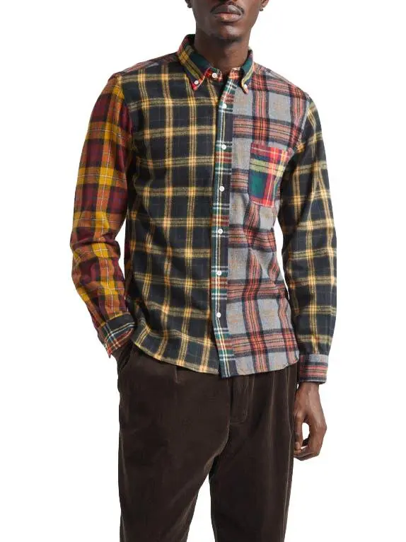 BEAMS Plaid Flannel Button-down Shirt - Yellow