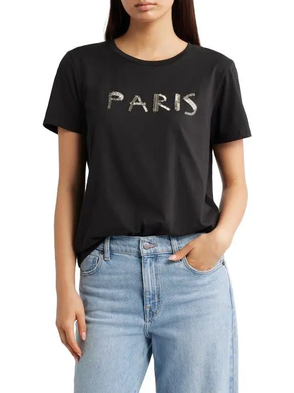 ICHI Ihcamino Paris Beaded T-shirt - Black