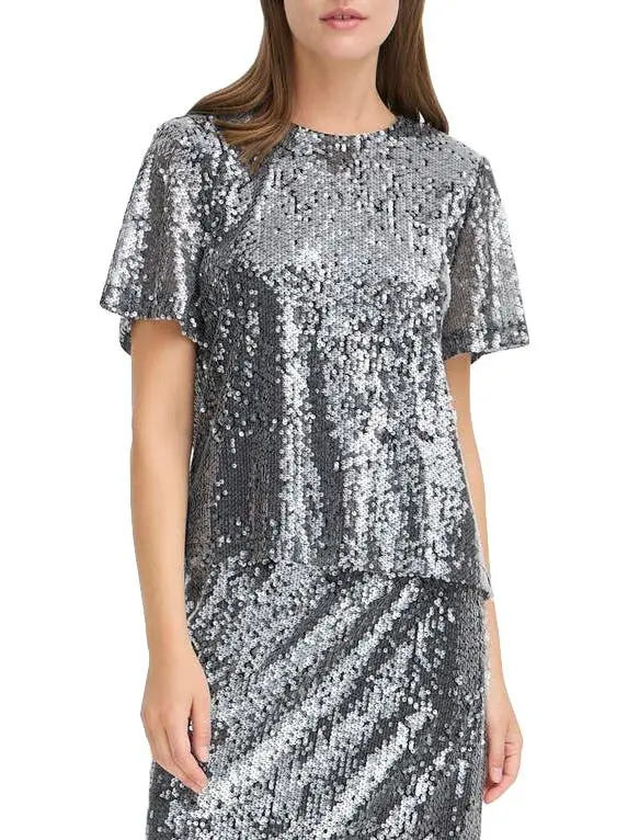 ICHI Ihprinca Sequin Shirt - Silver