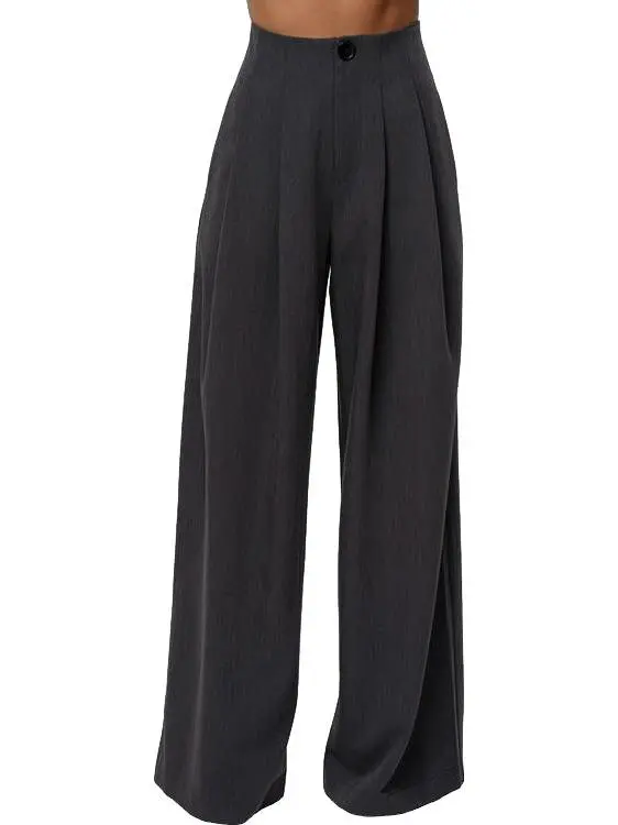 JLUXLABEL Pleated Wide-leg Pants - Gray