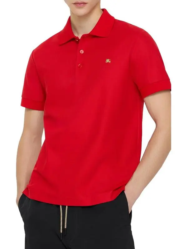 Burberry Metal Ekd Cotton Polo Shirt - Crayon Red