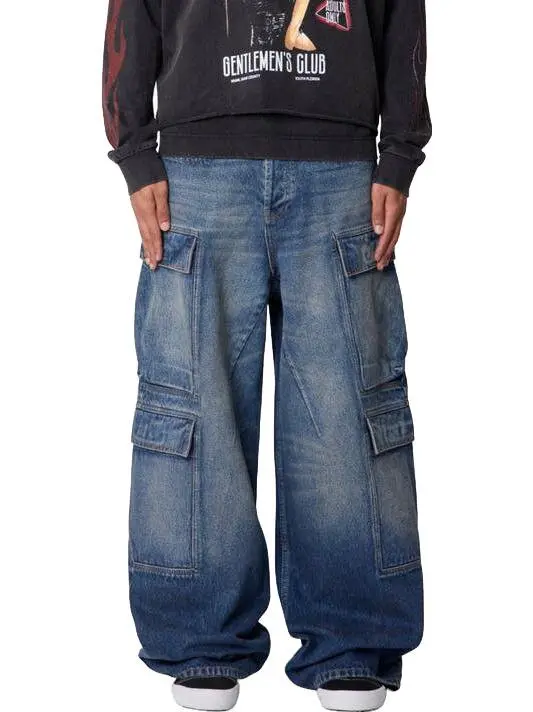 Mnml Cargo Baggy Jeans - Blue