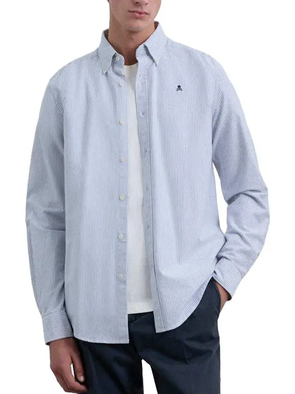SCALPERS New Oxford Bd Slim Oe Shirt - Bluestripes