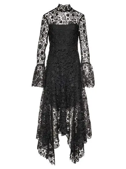 VASILIKI Leila High-neck Lace Dress - Black