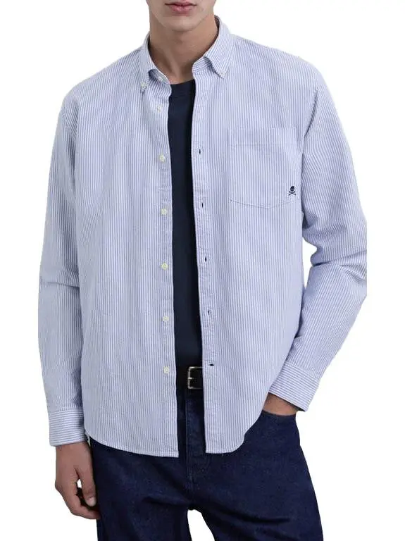 SCALPERS Loose Oxford Bd Shirt - Blue