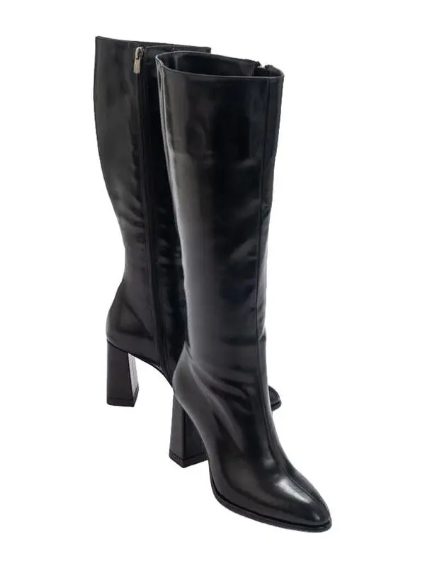 PROLOGUE SHOES Knee High Heel Boots - Black