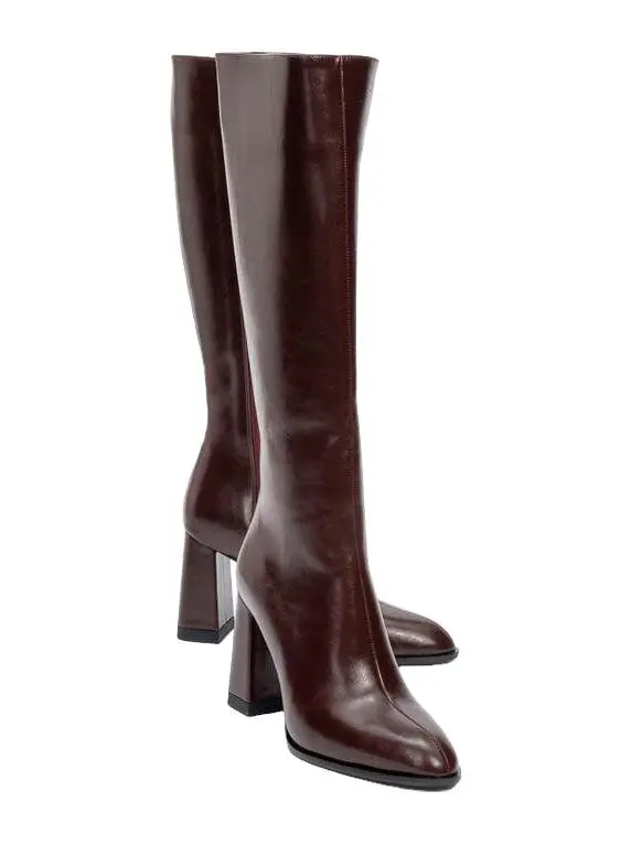 PROLOGUE SHOES Knee High Heel Boots - Burgundy