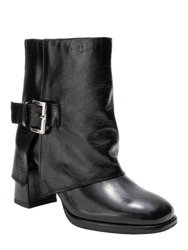 FOREVER & ALWAYS SHOES Lore Leather Buckle Boots - Black Patent