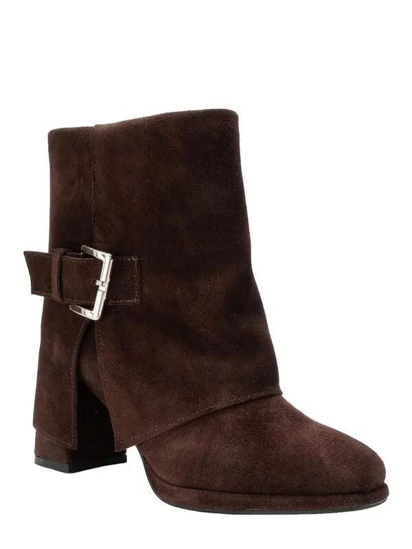 FOREVER & ALWAYS SHOES Lore Leather Buckle Boots - Brown Suede