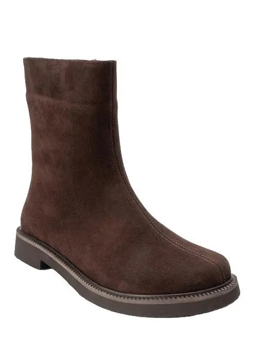 FOREVER & ALWAYS SHOES Lucano Leather Ankle Boot - Brown Suede