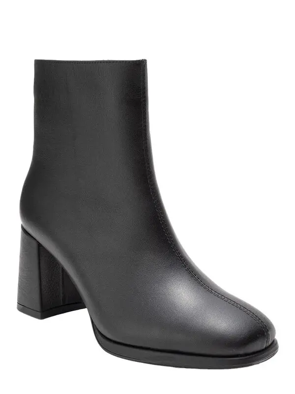 FOREVER & ALWAYS SHOES Napoli Leather Block Heel Boot - Black