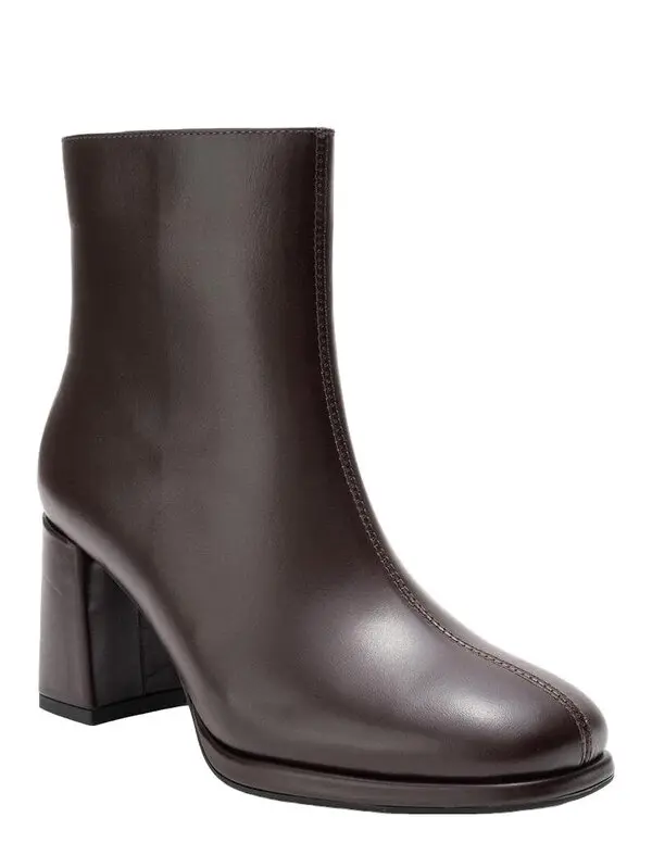 FOREVER & ALWAYS SHOES Napoli Leather Block Heel Boot - Brown