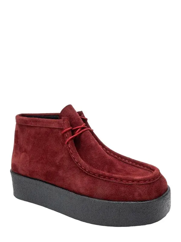 FOREVER & ALWAYS SHOES Melia Leather Platform Boot - Burgundy Suede