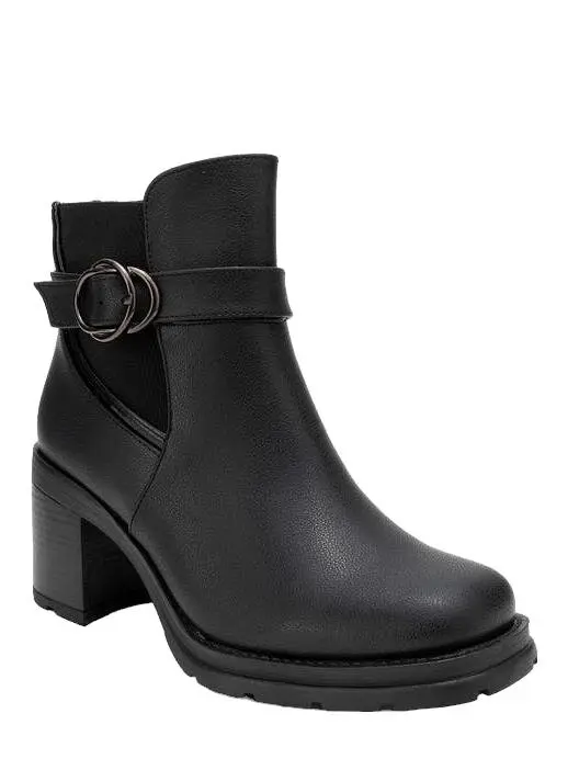PROLOGUE SHOES Buckle Block Heel Boots - Black