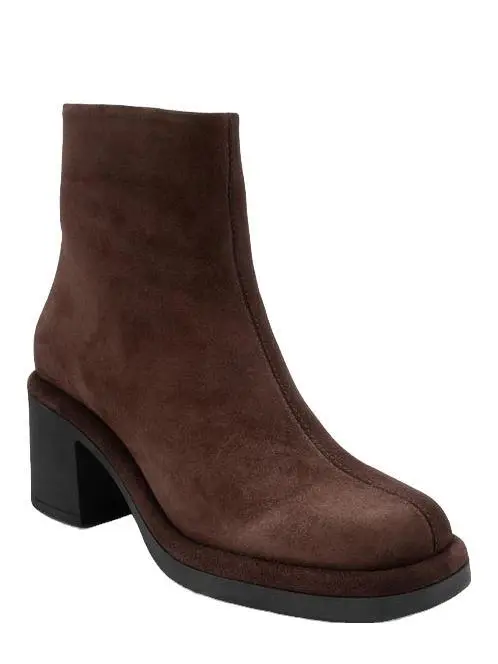 FOREVER & ALWAYS SHOES Junae Leather Block Heel Boot - Brown Suede