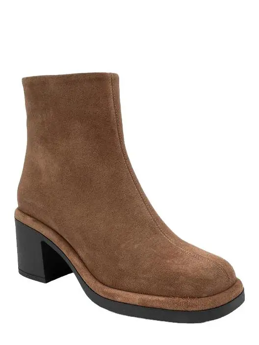FOREVER & ALWAYS SHOES Junae Leather Block Heel Boot - Cognac Suede