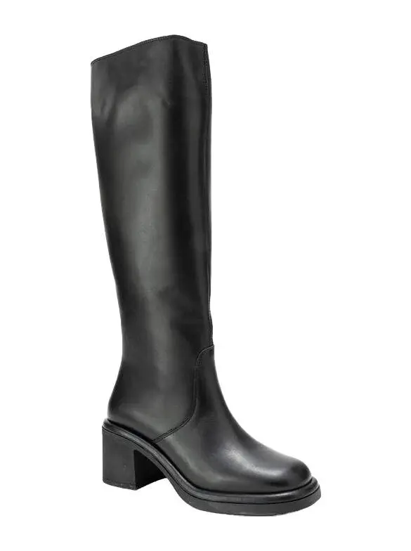 FOREVER & ALWAYS SHOES Leather Knee High Boots - Black
