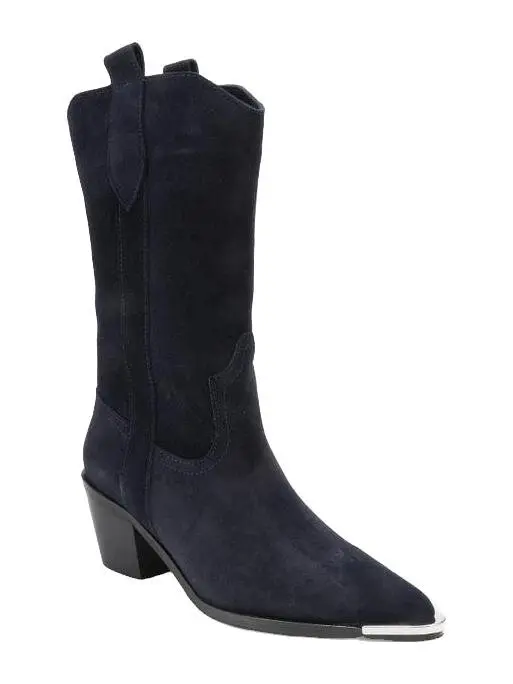 FOREVER & ALWAYS SHOES Leather Western Boots - Navy Suede