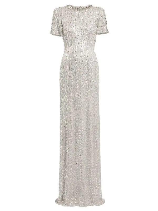 Jenny Packham Sequin-embellished Gown - Ammonite
