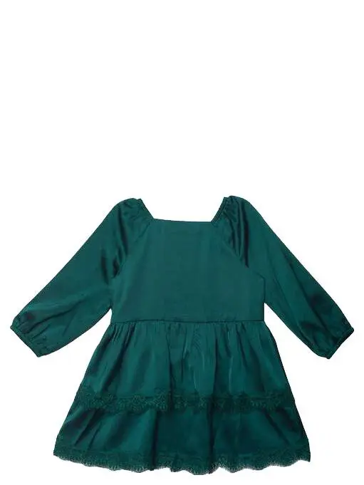 ISOBELLA & CHLOE Tiered Dress With Lace Bands - Green