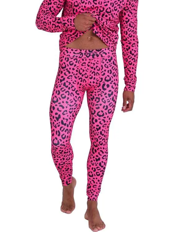 OOSC Baselayer Pants In Hotel California Pink Leopard Print - Multi-colour