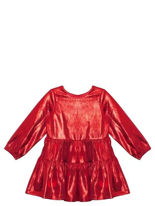 ISOBELLA & CHLOE Metallic Tiered Dress - Red