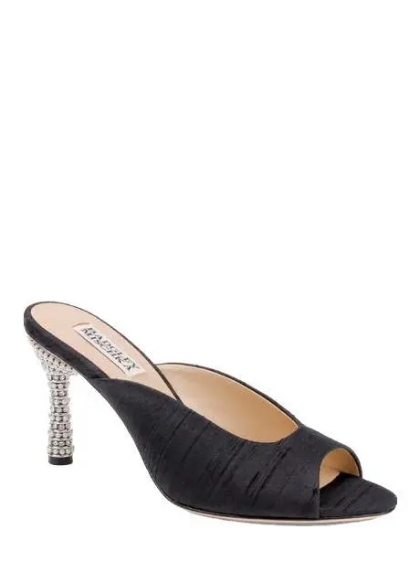 Badgley Mischka Oakdale Embellished Heel Slide Sandal - Black Silk