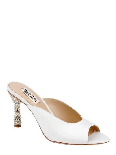 Badgley Mischka Oakdale Embellished Heel Slide Sandal - Ivory Silk