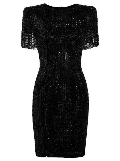 Jenny Packham Swish Sequin-embellished Beaded Mini Dress - Liquorice