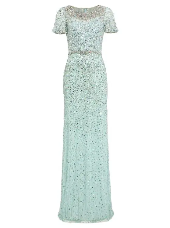 Jenny Packham Epoch Embellished Gown - Crystal Aqua