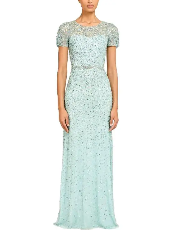 Jenny Packham Epoch Embellished Gown - Crystal Aqua