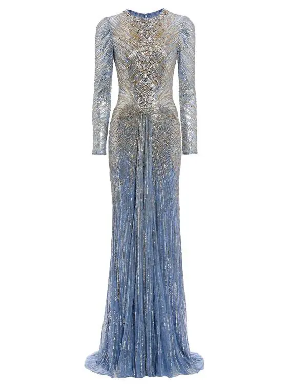 Jenny Packham Wiona Sequin-embellished Gown - Denim