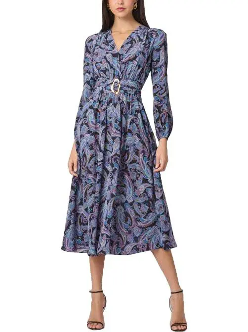 Shoshanna Paisley Print Crepe De Chine Dress - Violet Multi