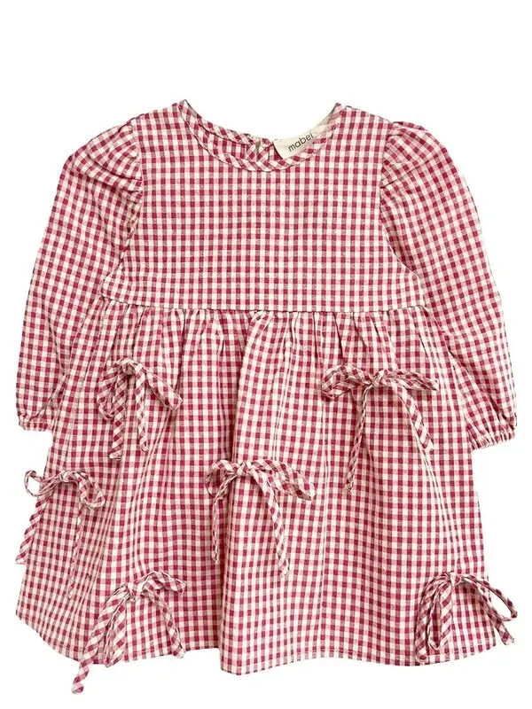 MABEL + HONEY Gingham Dress With Bows - Pink
